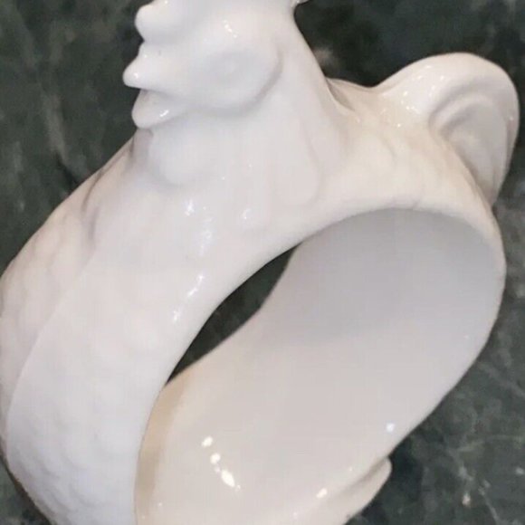 Dining | 8 Bone China White Rooster Napkin Rings 25 Hen Chicken | Poshmark